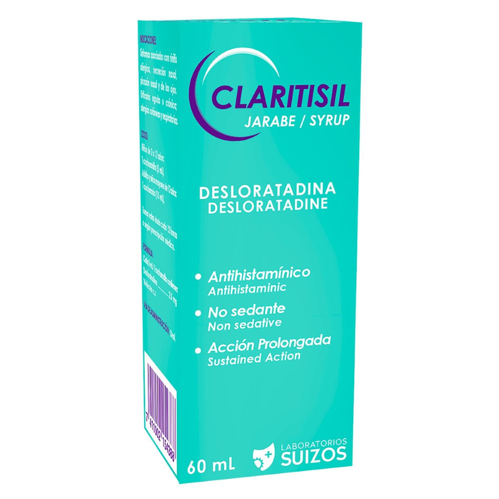 Claritisil 2.5mg jarabe frasco 60ml(desloratadina) - Siman El Salvador