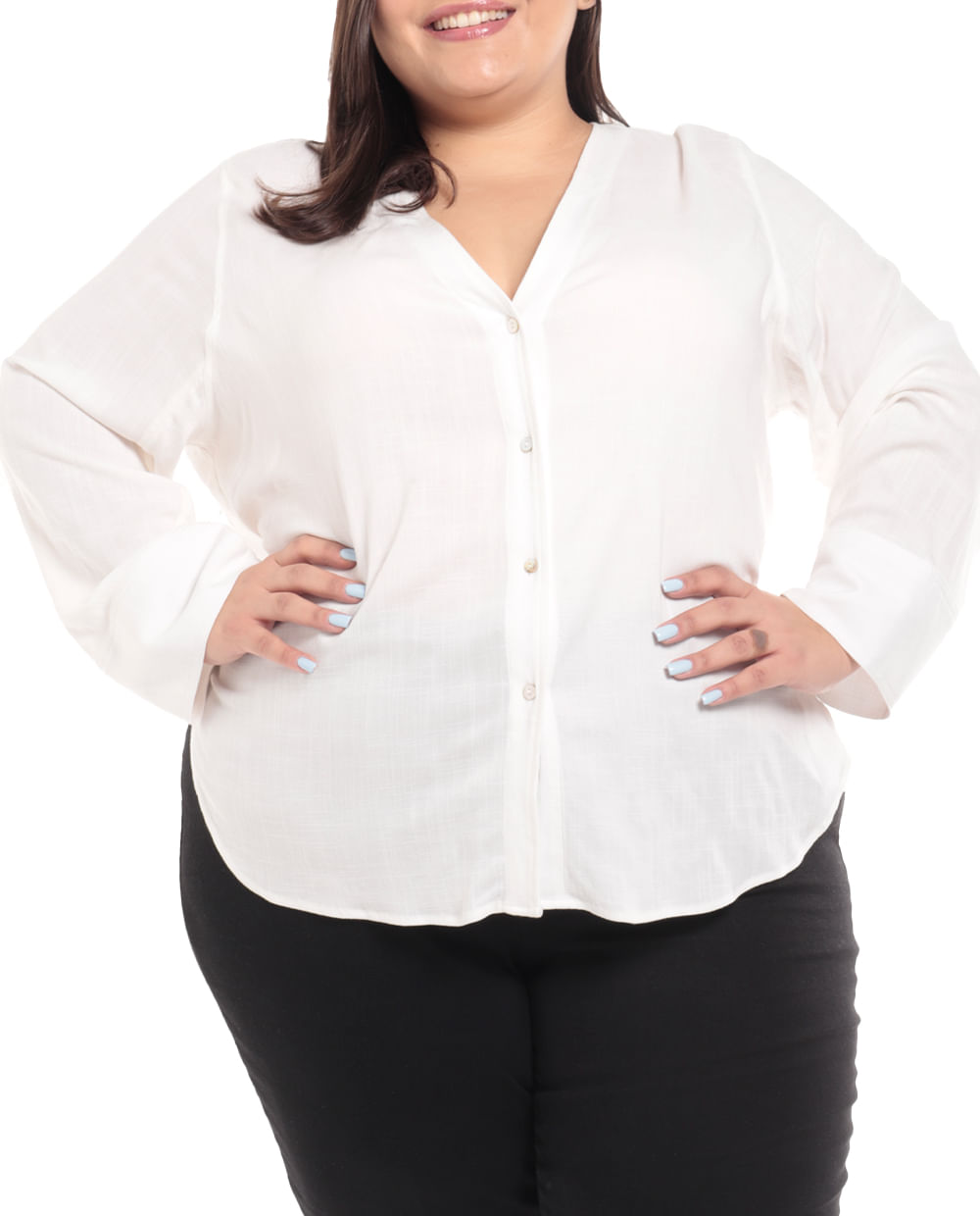 Blusa Sabrina casual blanca manga larga para mujer - Siman Costa Rica