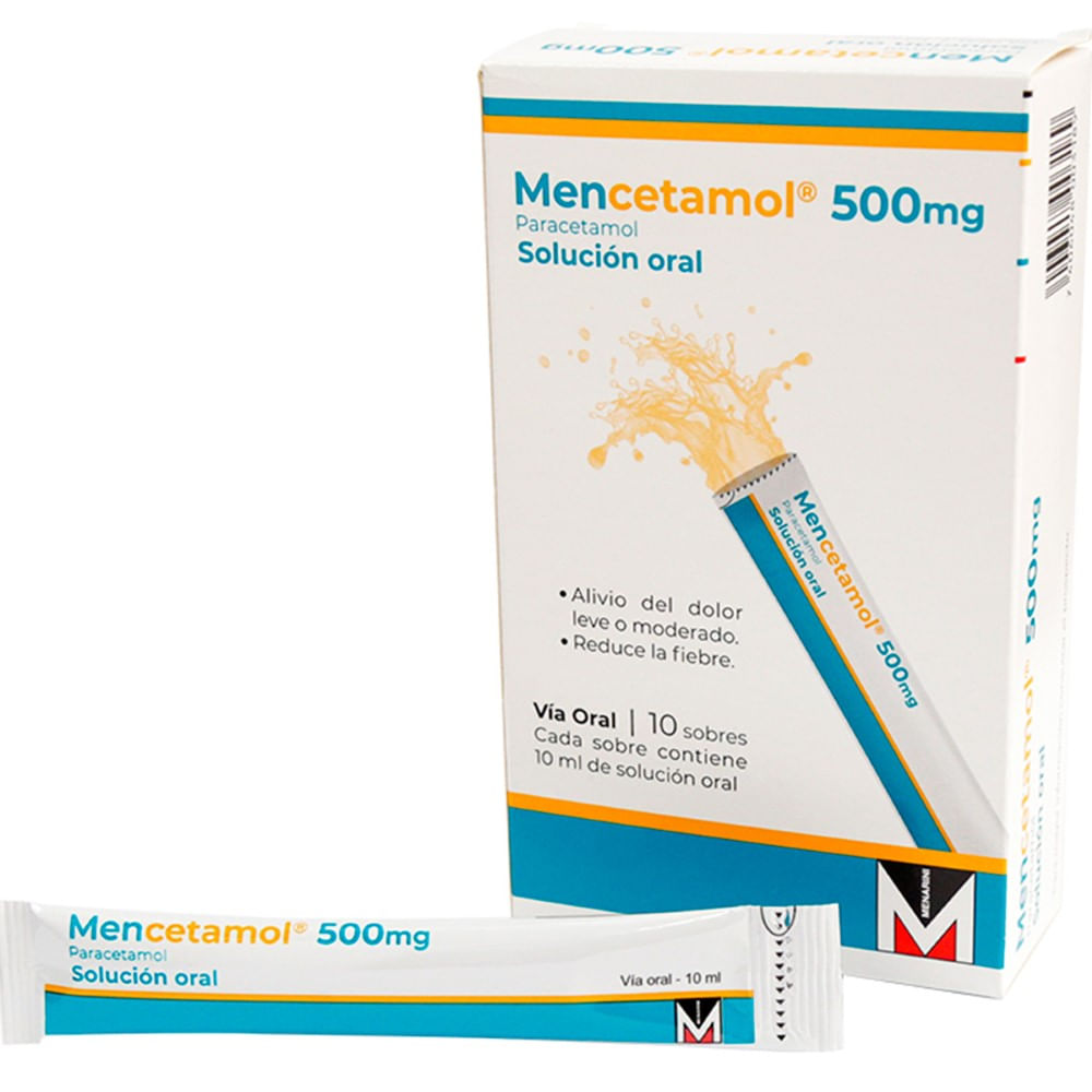 Mencetamol 500mg x 10 sobres bebibles de 10ml - Siman El Salvador