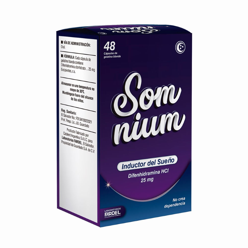Somnium 25mg x 24 sobres de 2 gelcaps - Siman El Salvador