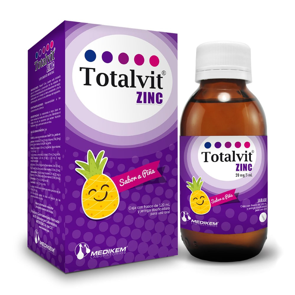 Totalvit zinc jarabe frasco x 120 ml