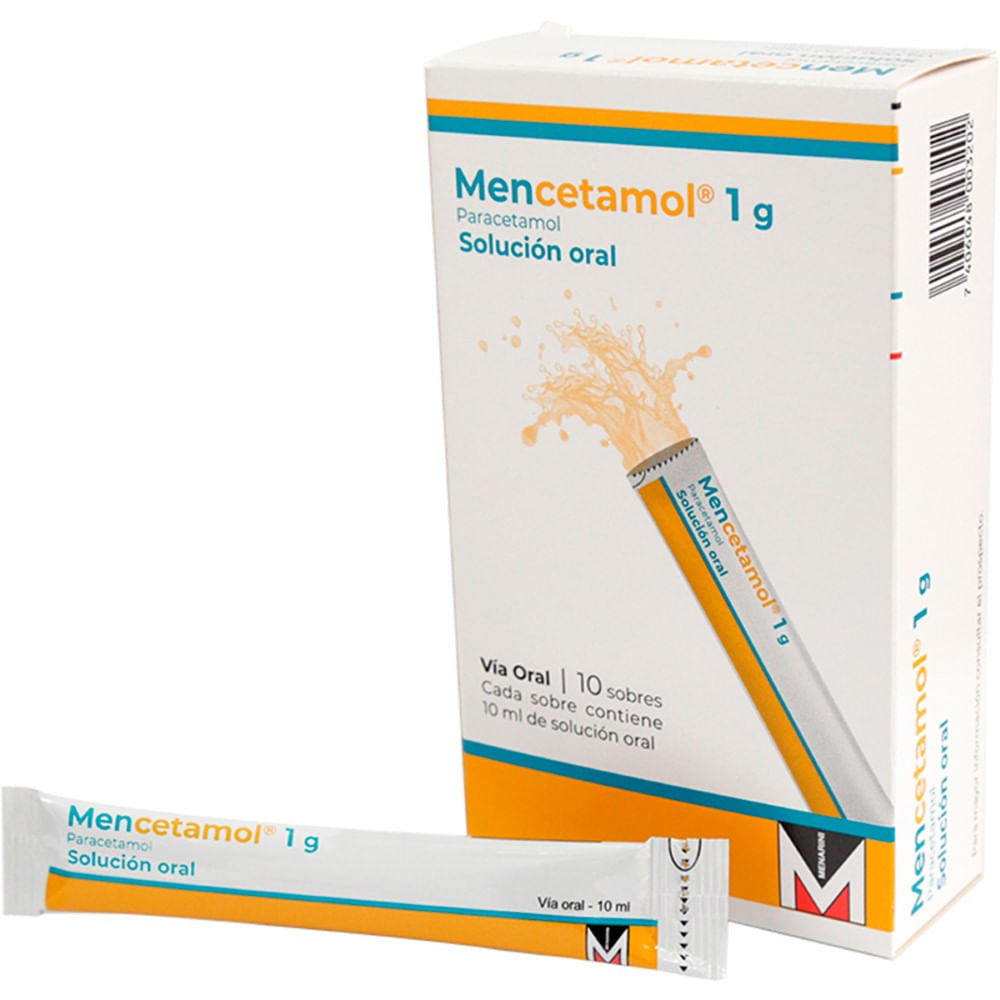 Mencetamol 1 gramo x 10 sobres bebibles de 10ml