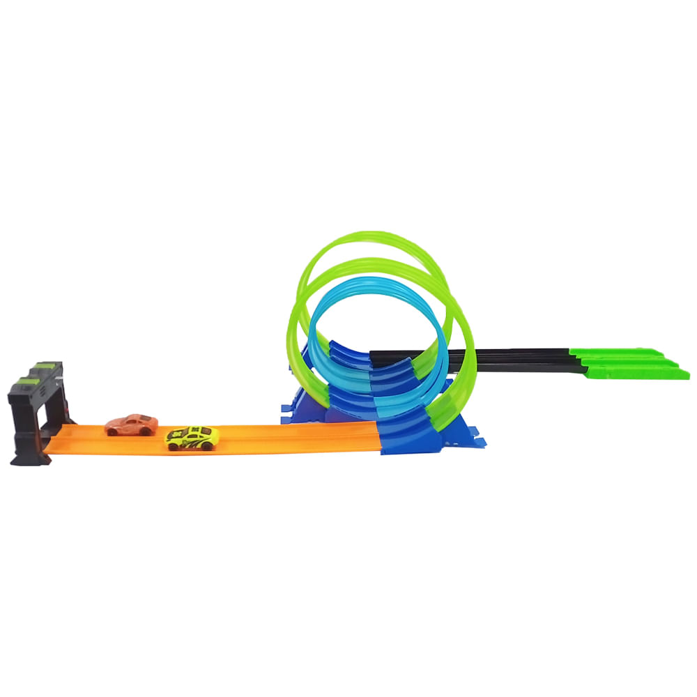 Motor Extreme Pull Back Pista 6 Loops, 2 Vehículos, 1 Meta C/ Luz y ...