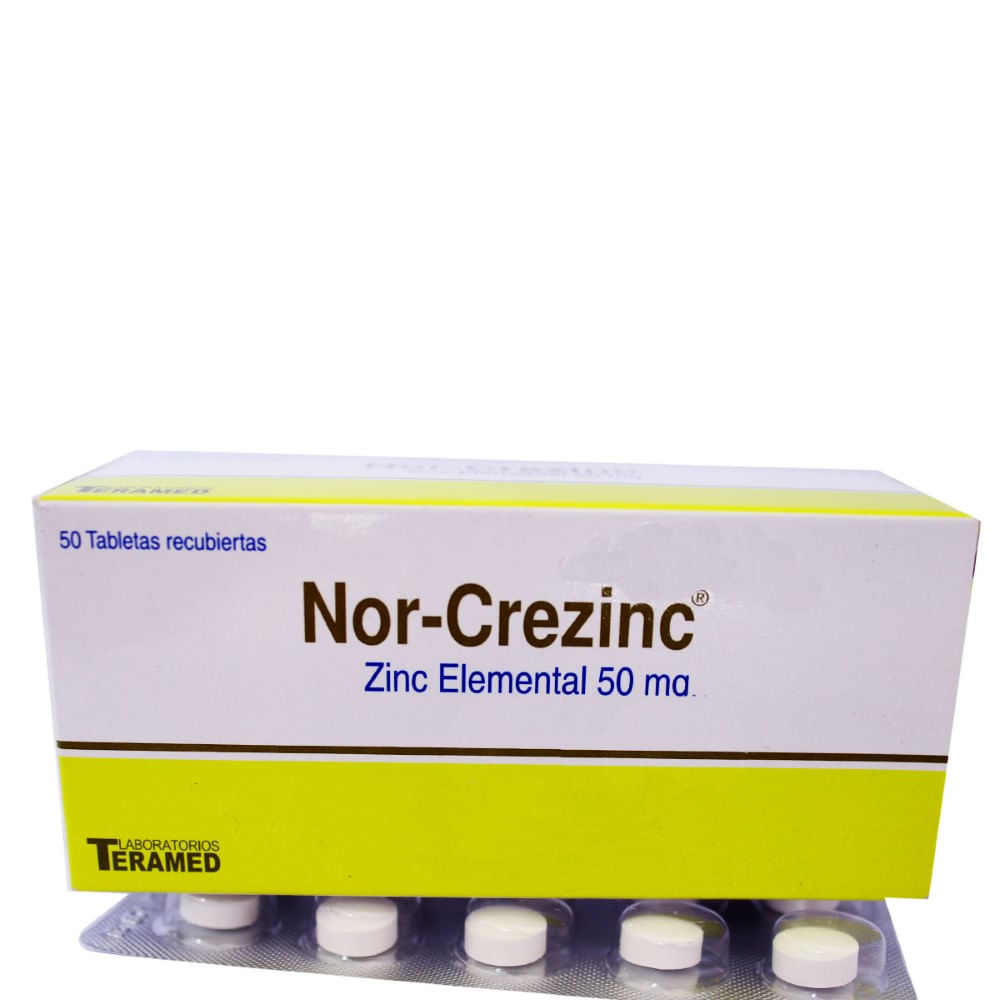 Nor-crezinc 50mg x 50 tabletas - Siman El Salvador
