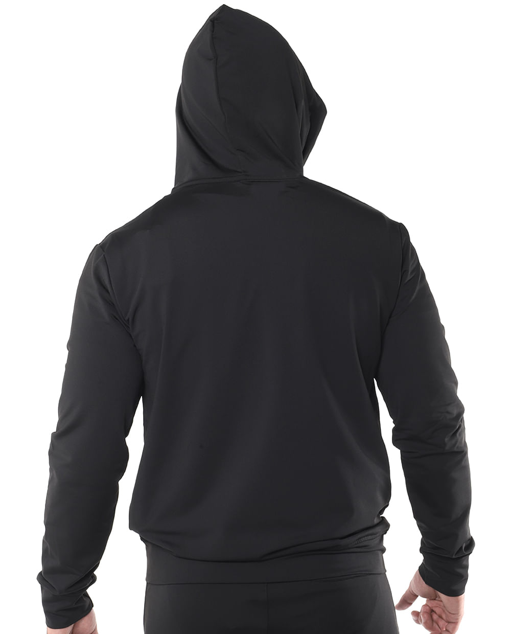 Chaqueta tipo hoodie deportiva negra sólido poliéster y elastano para ...