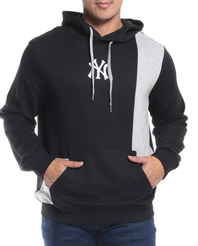Suéter hoodie deportivo negro bordado de los New York Yankees para hombre