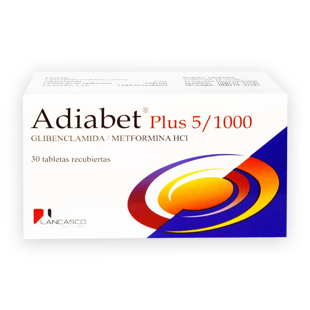 Adiabet plus 5mg/1000mg x 30 tabletas - Siman El Salvador