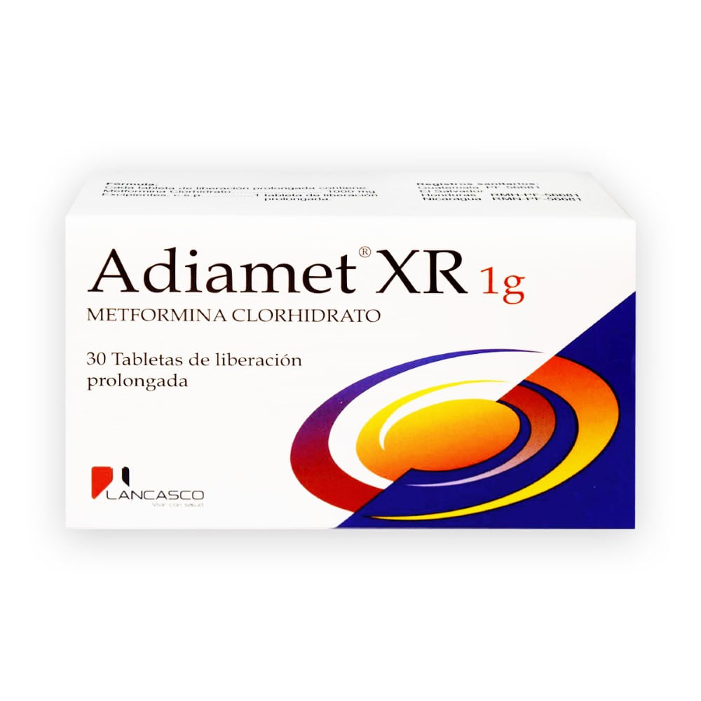 Adiamet xr 1gramo x 30 tabletas