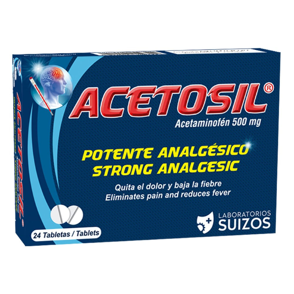 Acetosil 500mg x 24 tabletas (acetaminofén) - Siman El Salvador