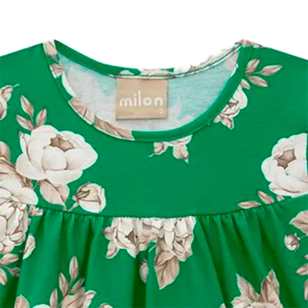 Vestido verde con estampado de flores para bebé niña