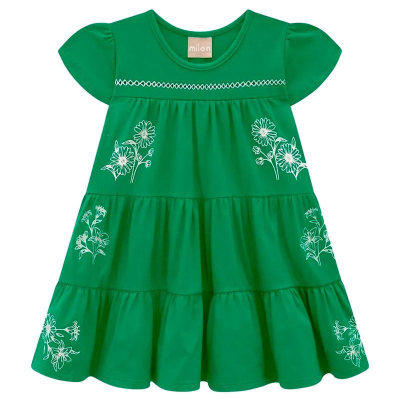 Vestido verde con estampado de flores para bebé niña - Siman Costa Rica