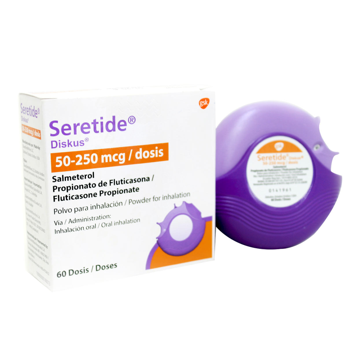 Seretide diskus 250mcg/50mcg inhalador x60 dosis - Siman El Salvador