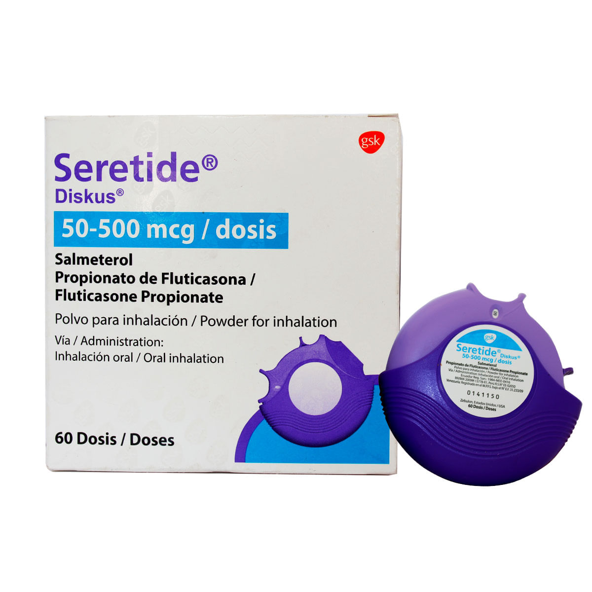 Seretide diskus 500mcg/50mcg inhalador x 60 dosis - Siman El Salvador