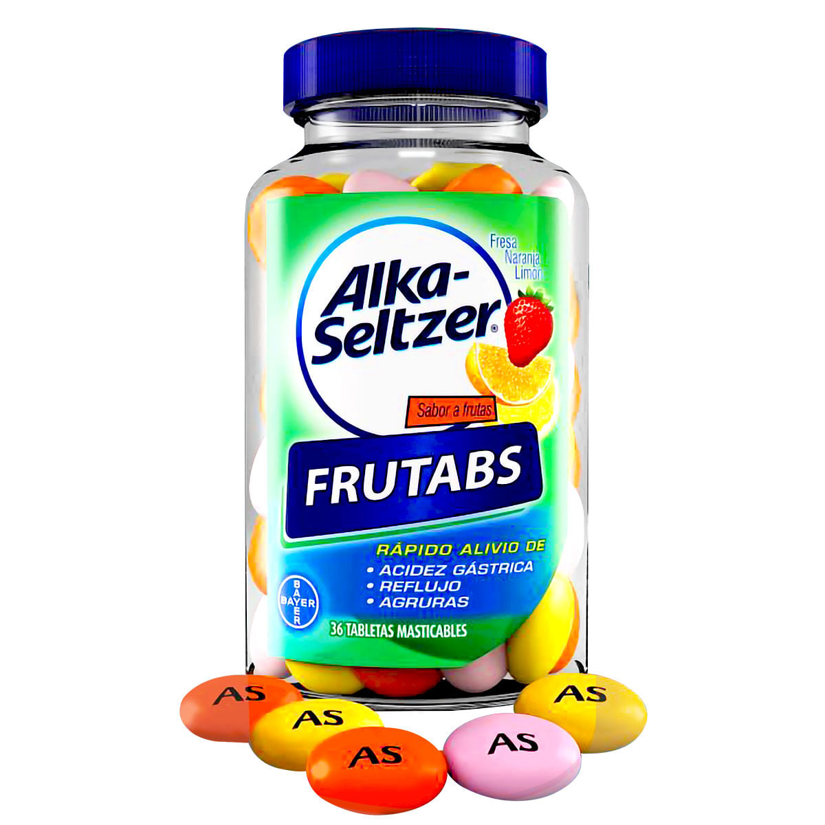 Alka-seltzer frutabs x 36 tabletas masticables - Siman El Salvador
