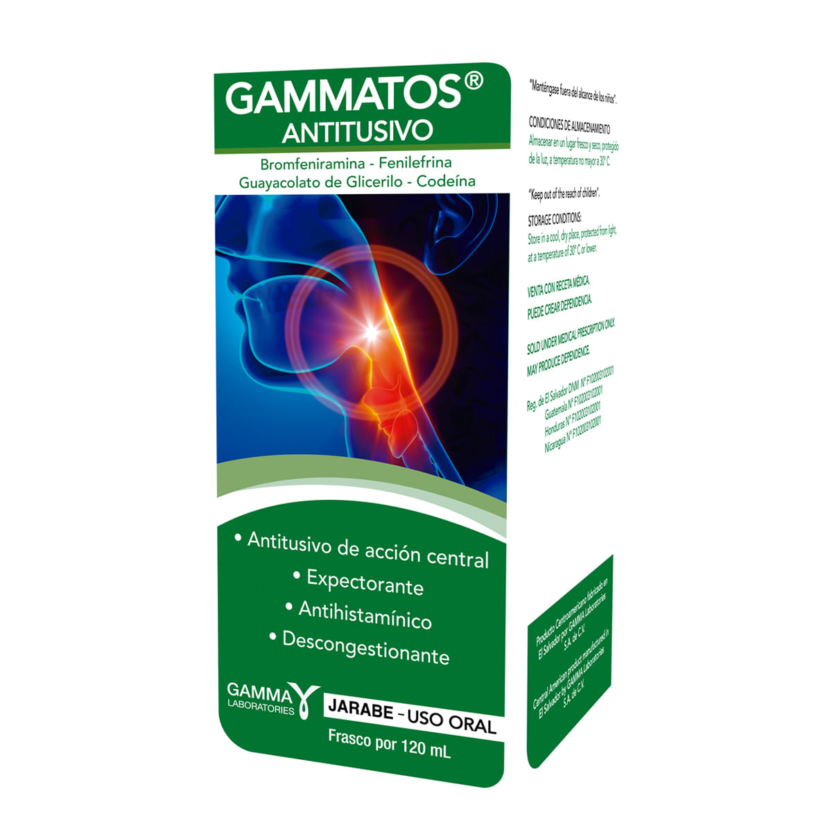 Gammatos antitusivo con codeina 120ml - Siman El Salvador