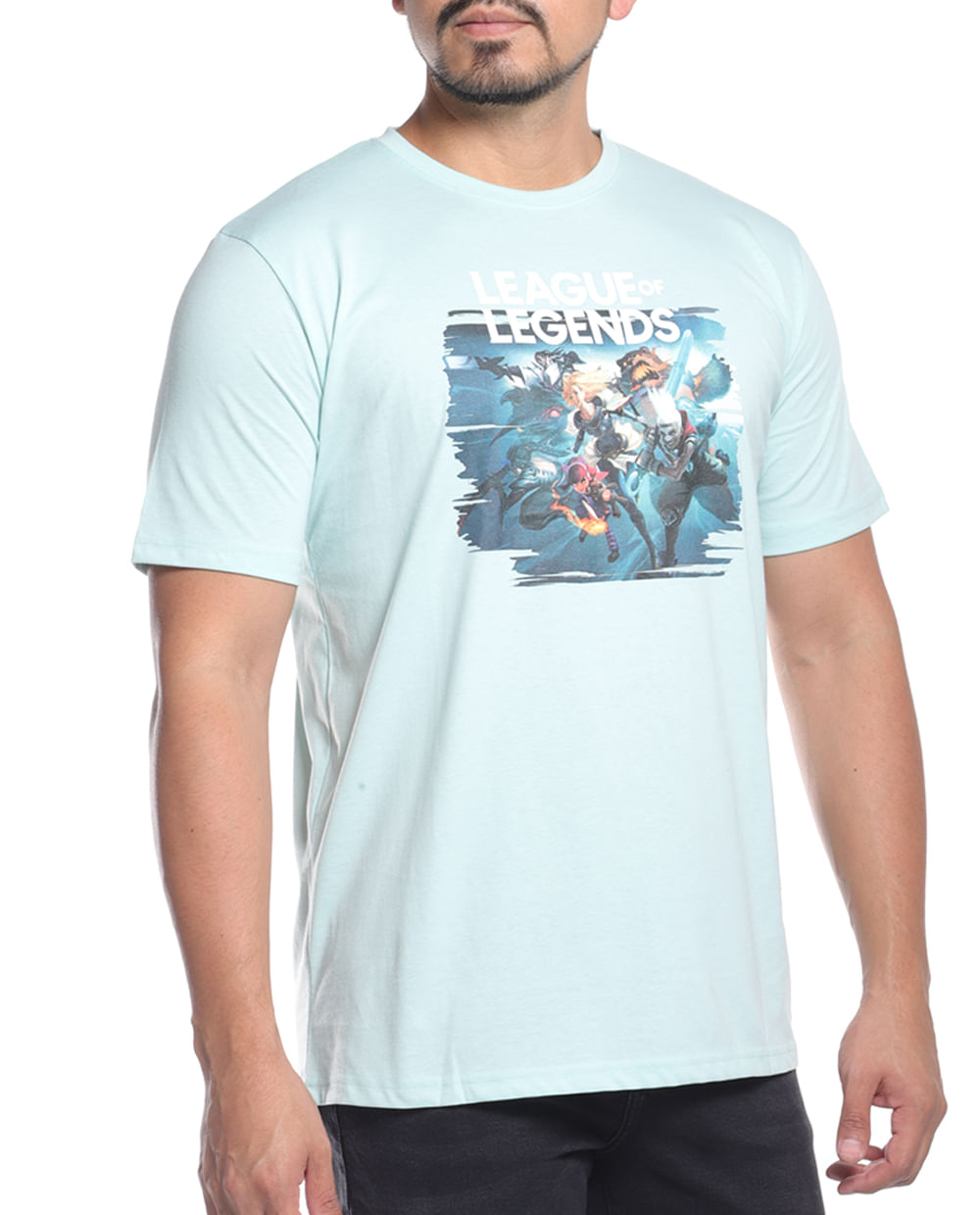 Pop Culture Camiseta celeste estampada League of Legends para hombre