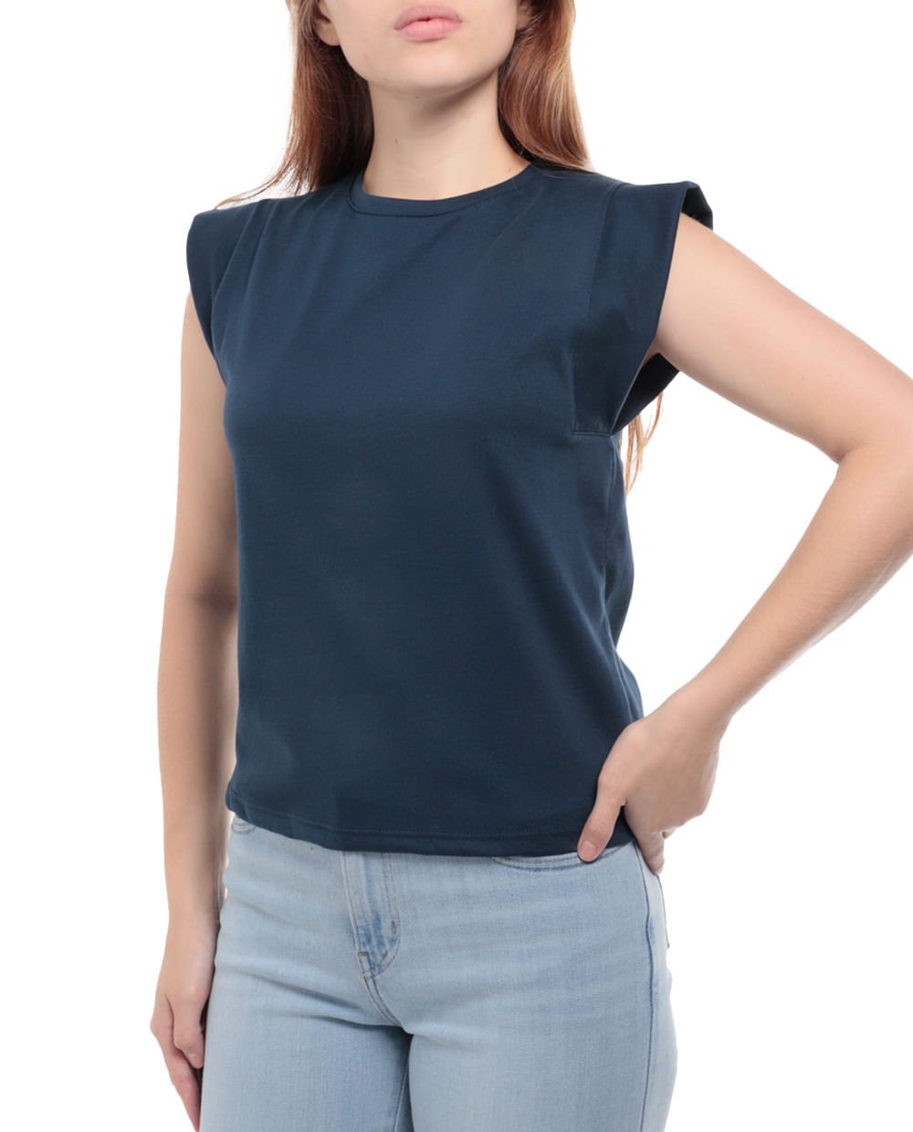 Camiseta Orange azul sin mangas para dama - Siman El Salvador