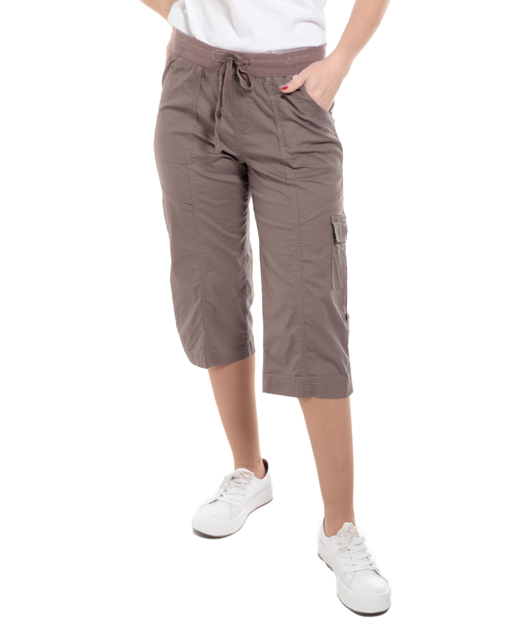 Pantalón Dash capri café de cintura alta para mujer - Siman Costa Rica