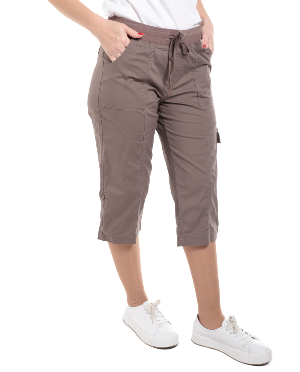 Pantalón Dash capri café de cintura alta para mujer - Siman Costa Rica