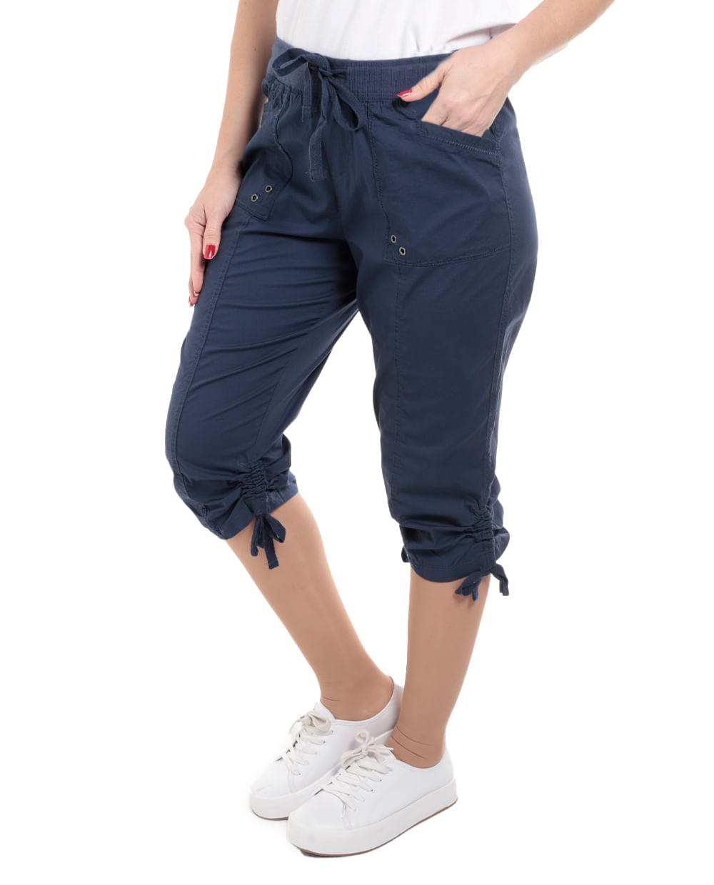 Pantalón Dash capri azul de cintura alta para mujer