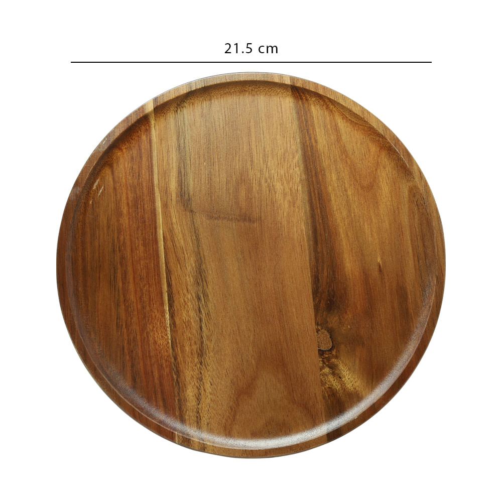 Bandeja redonda acacia 25.5x25.5x1.5 cm