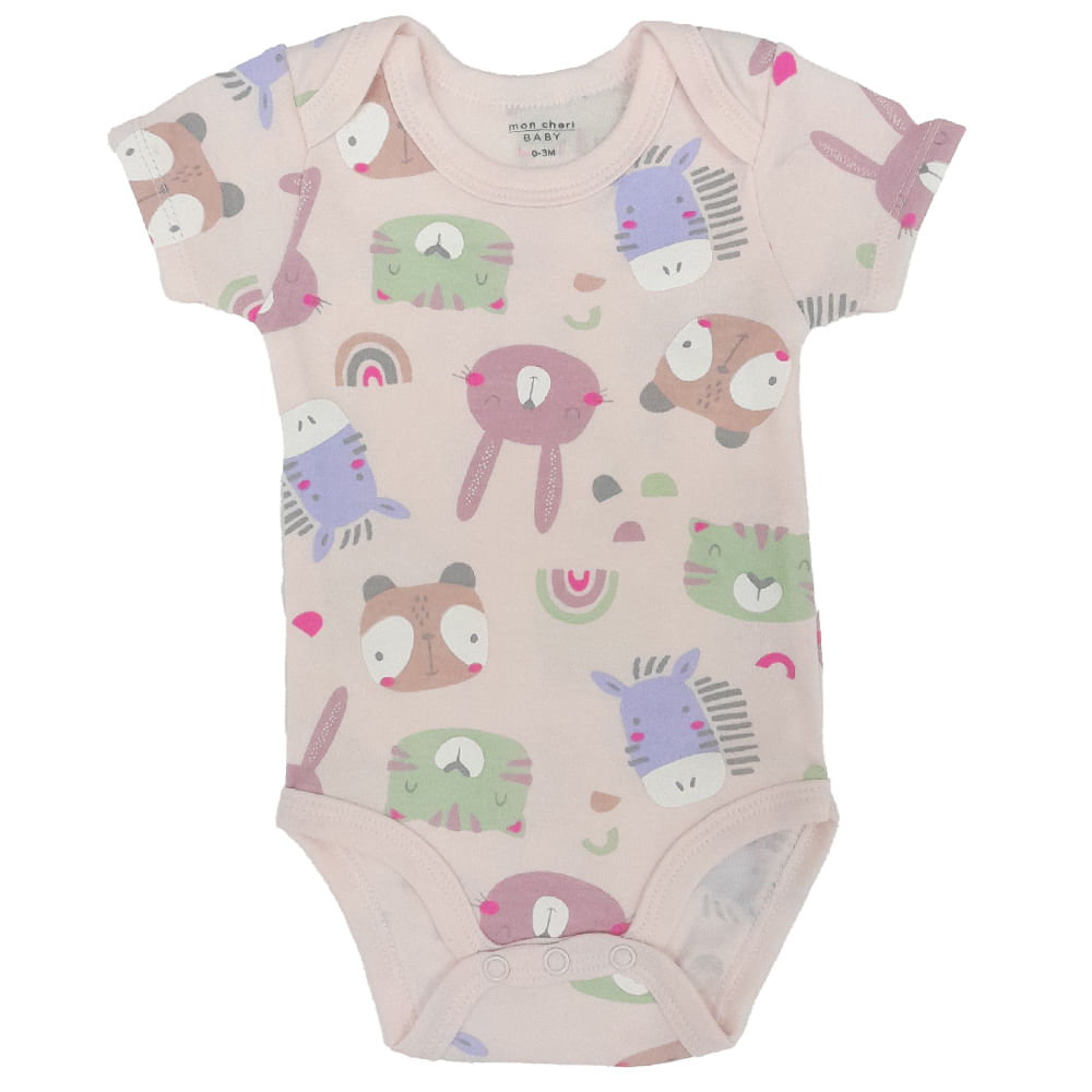 Set de 3 mamelucos multicolor con estampado de corazones para bebé niña