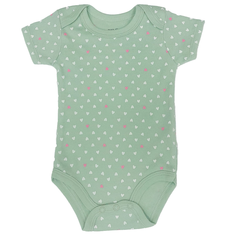 Set de 3 mamelucos multicolor con estampado de corazones para bebé niña