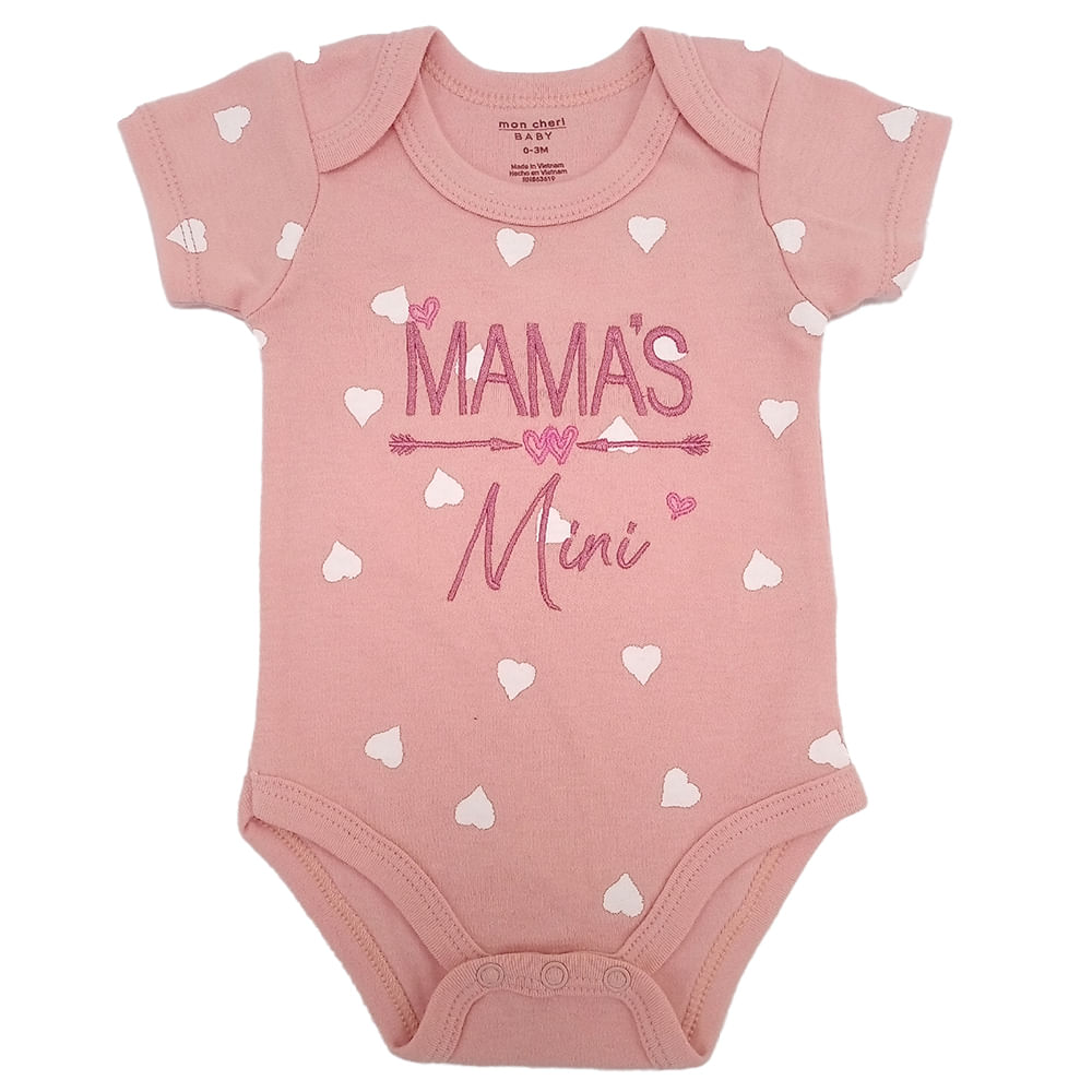Set de 3 mamelucos multicolor con estampado de corazones para bebé niña