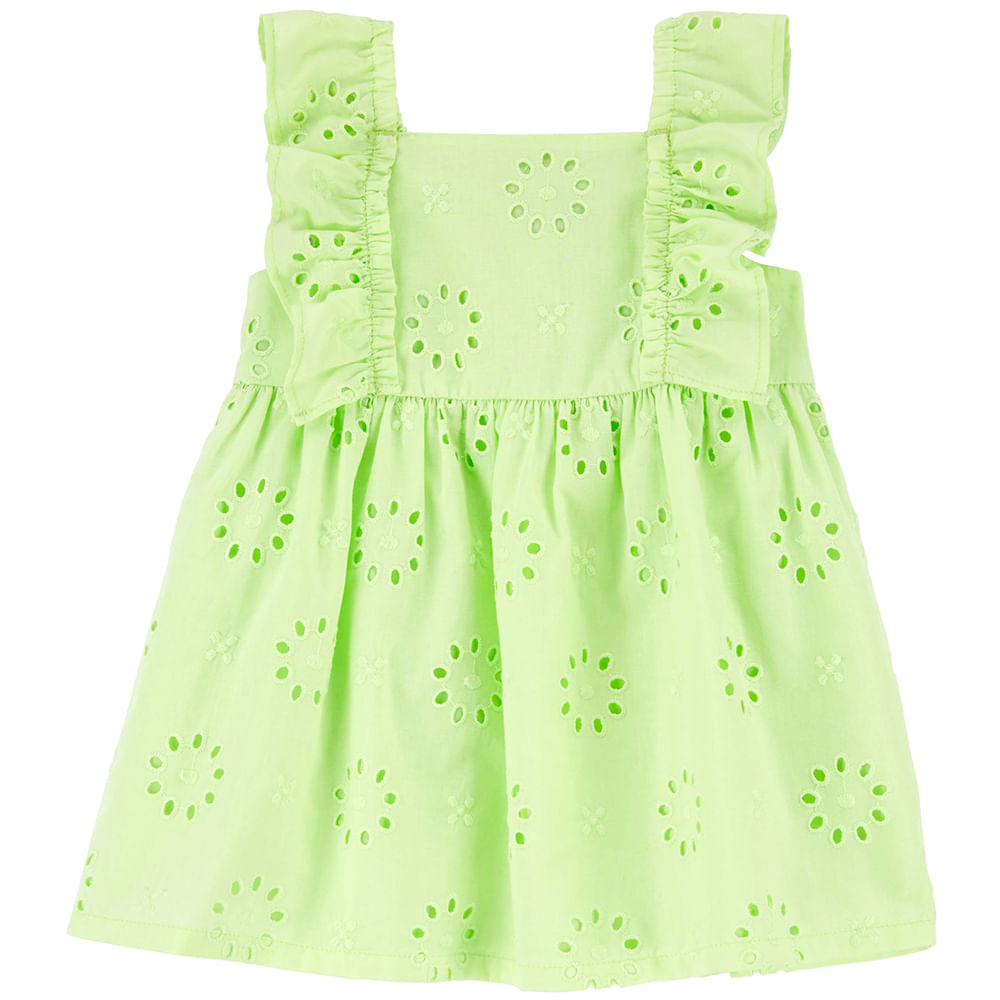 Vestido con ojales color verde para bebe niña - Siman Costa Rica