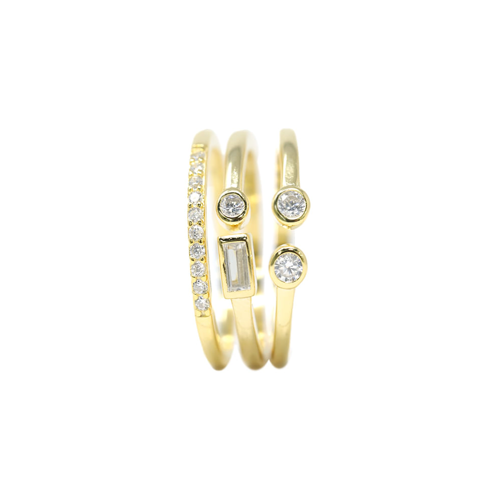 Set de anillos color dorado talla 8 para dama - Siman El Salvador