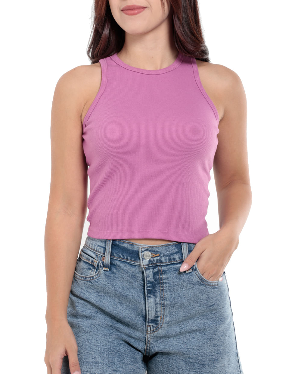 Camiseta Orange tank top morada para dama - Siman El Salvador