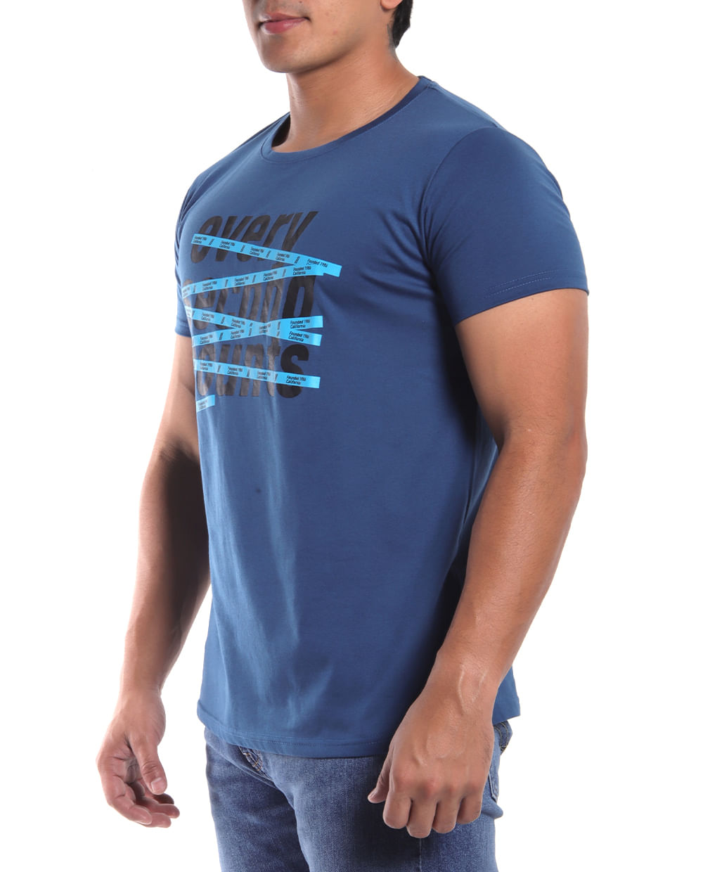 Camiseta azul estampada every second counts para hombre - Siman Guatemala