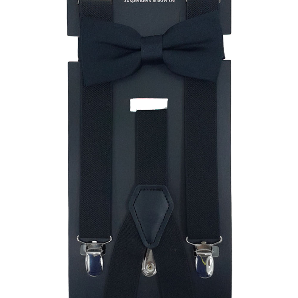 Tirantes y corbatín negro sólido para niño - Siman El Salvador