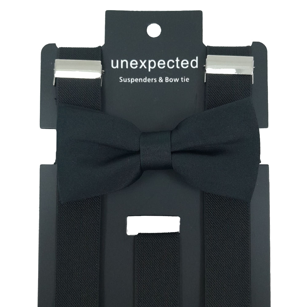Tirantes y corbatín negro sólido para niño - Siman Guatemala