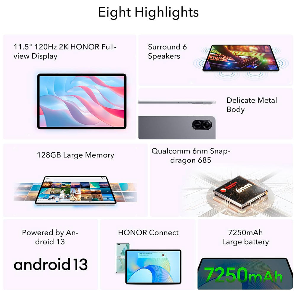 Tablet de 11" honor pad x9 lte 4gb ram 128gb rom gris - Siman El Salvador