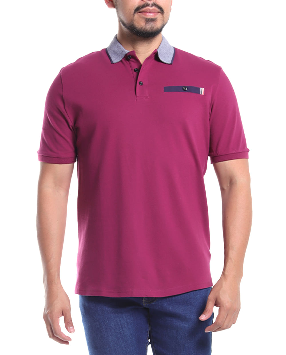 Gents Camisa polo vino color block para hombre