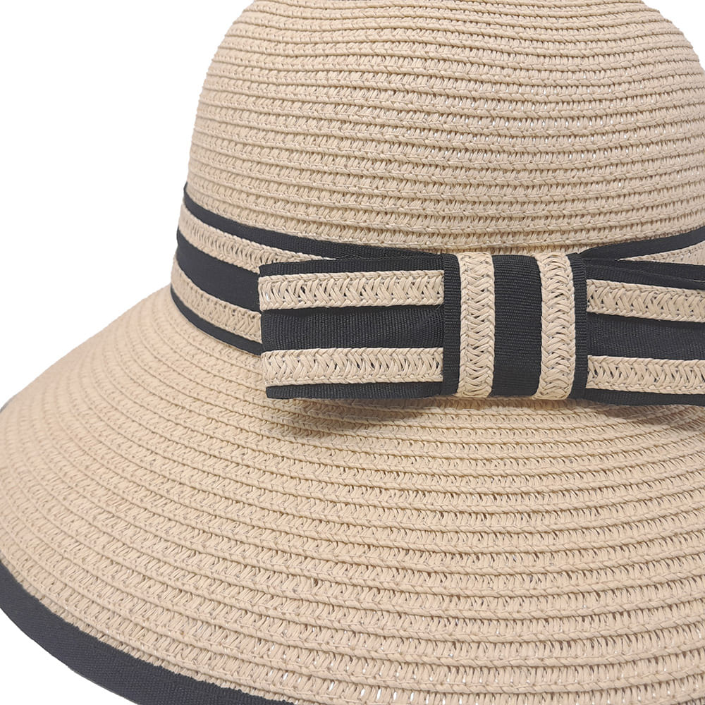 Sombrero de playa Sabrina beige con lazo para dama