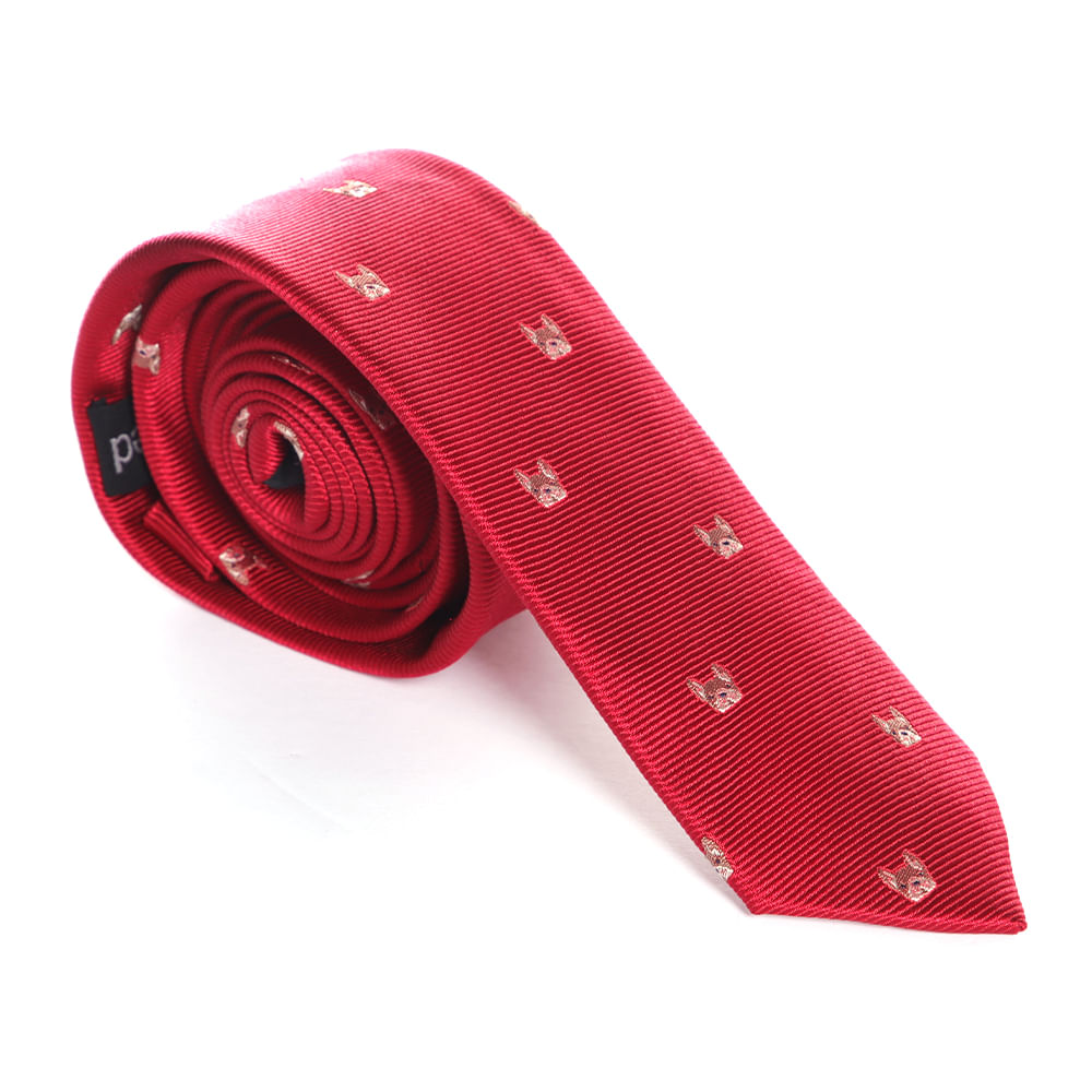 Corbata de seda roja mini print perritos para hombre - Siman El Salvador