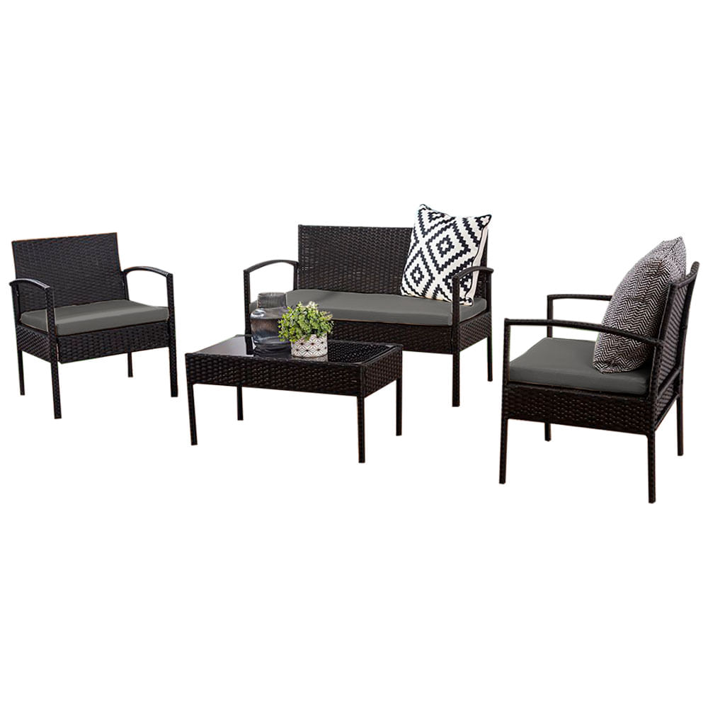 Sala 211 con mesa de centro rattan negro - Siman Guatemala