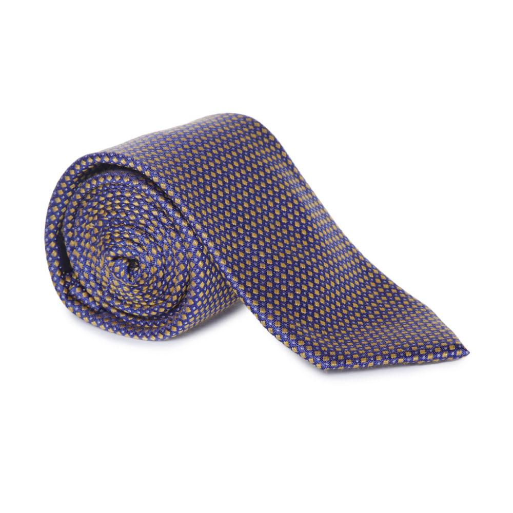 Corbata azul y amarillo patrón geométrico para hombre