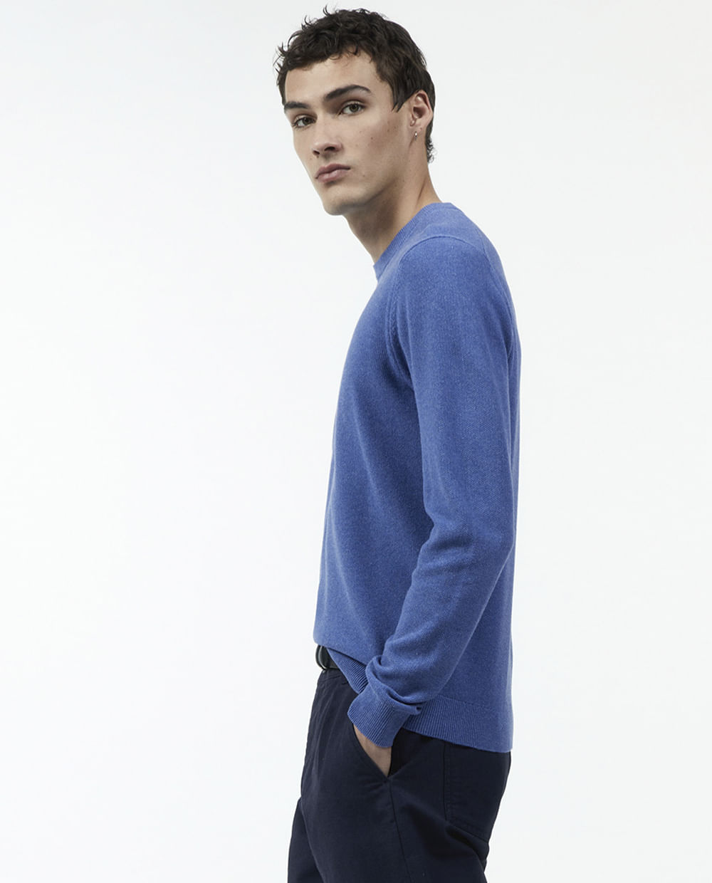 Sfera Suéter básico azul con textura para hombre - Siman El Salvador