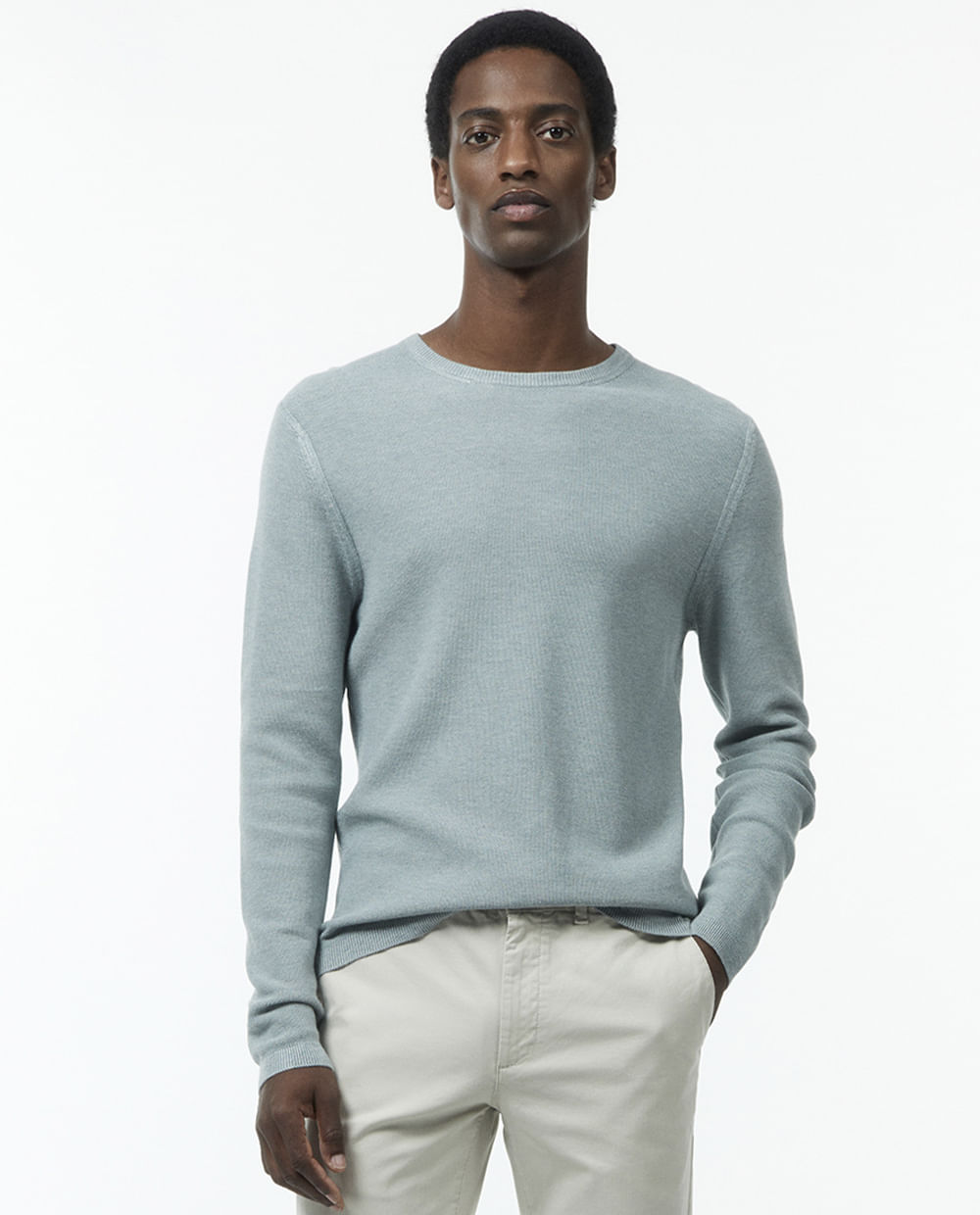 Sfera Suéter básico verde con textura para hombre