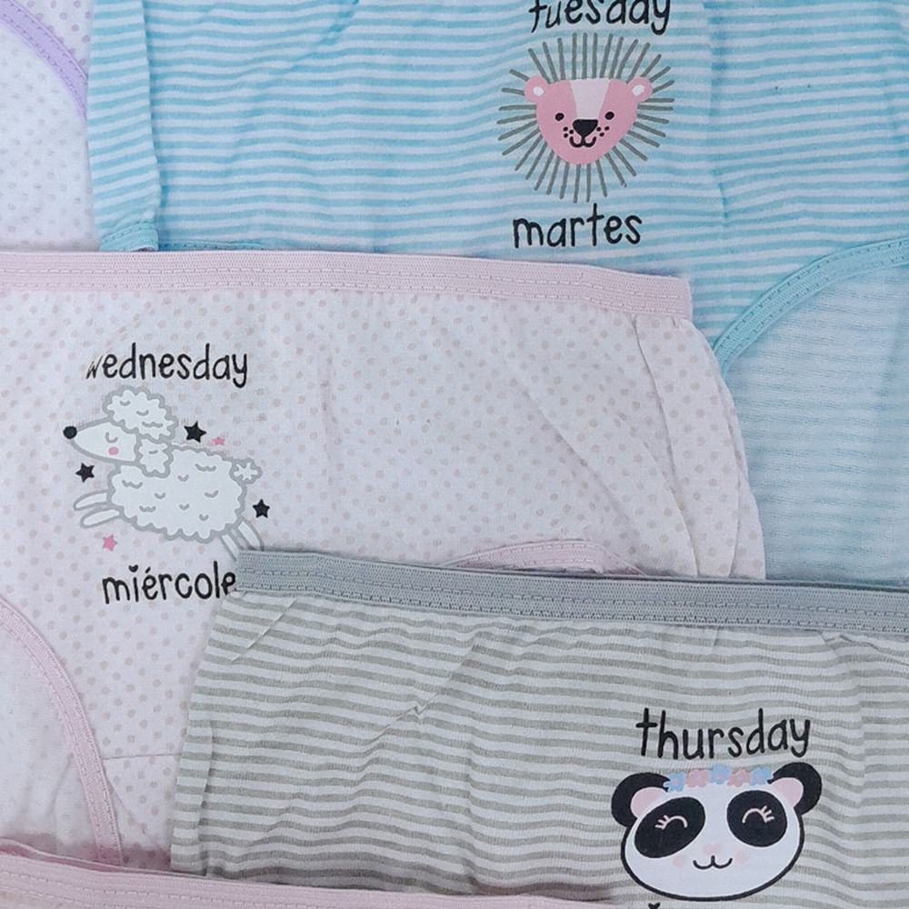 Set de 7 piezas ropa interior multicolor con estampado de animalitos ...