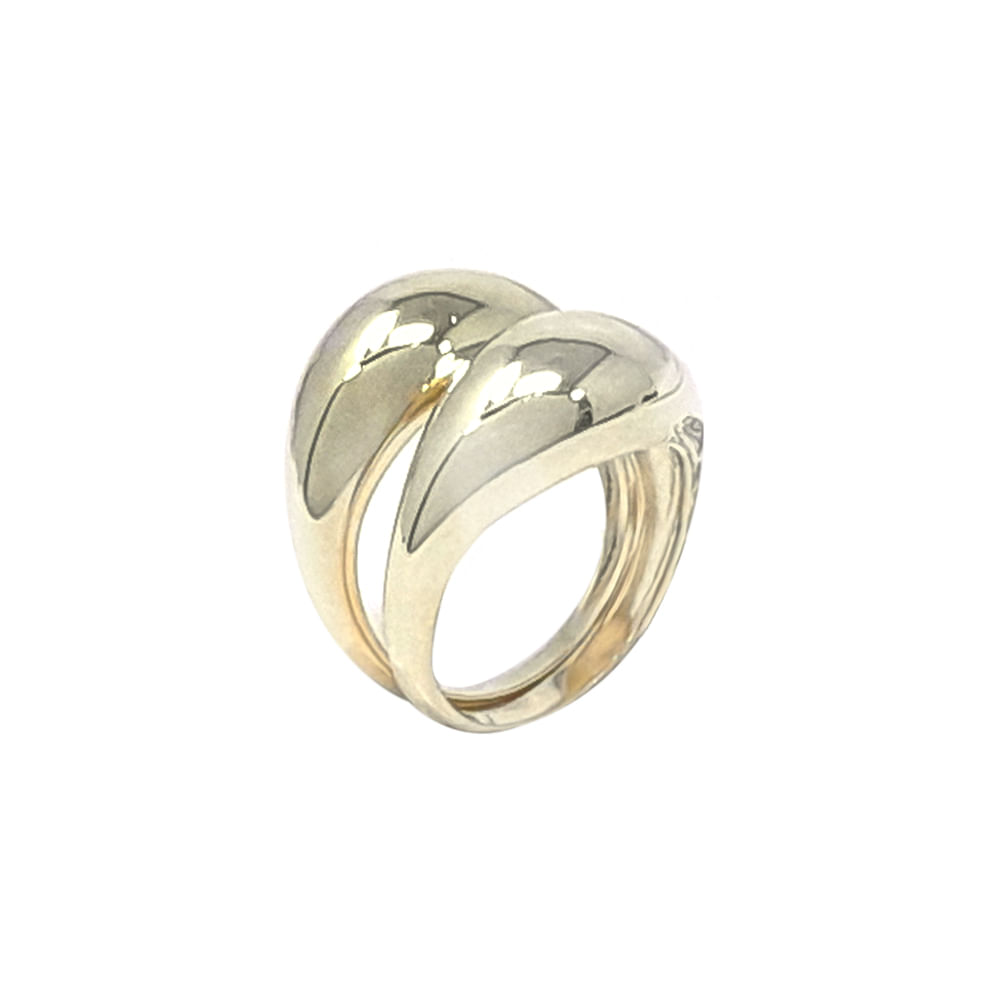 Dúo de anillos de plata dorado talla 7 para dama - Siman El Salvador