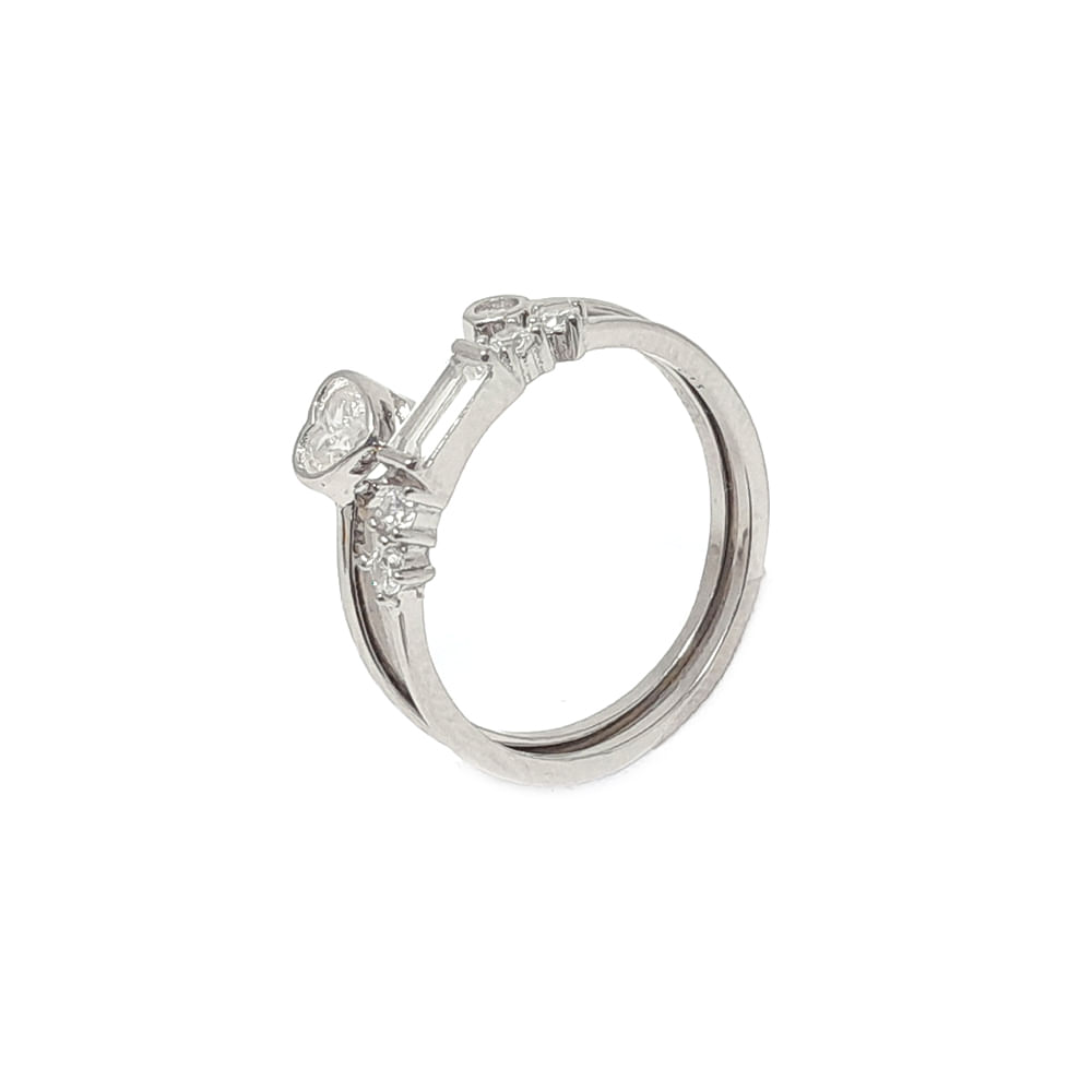 Dúo de anillos de plata talla 8 para dama - Siman El Salvador