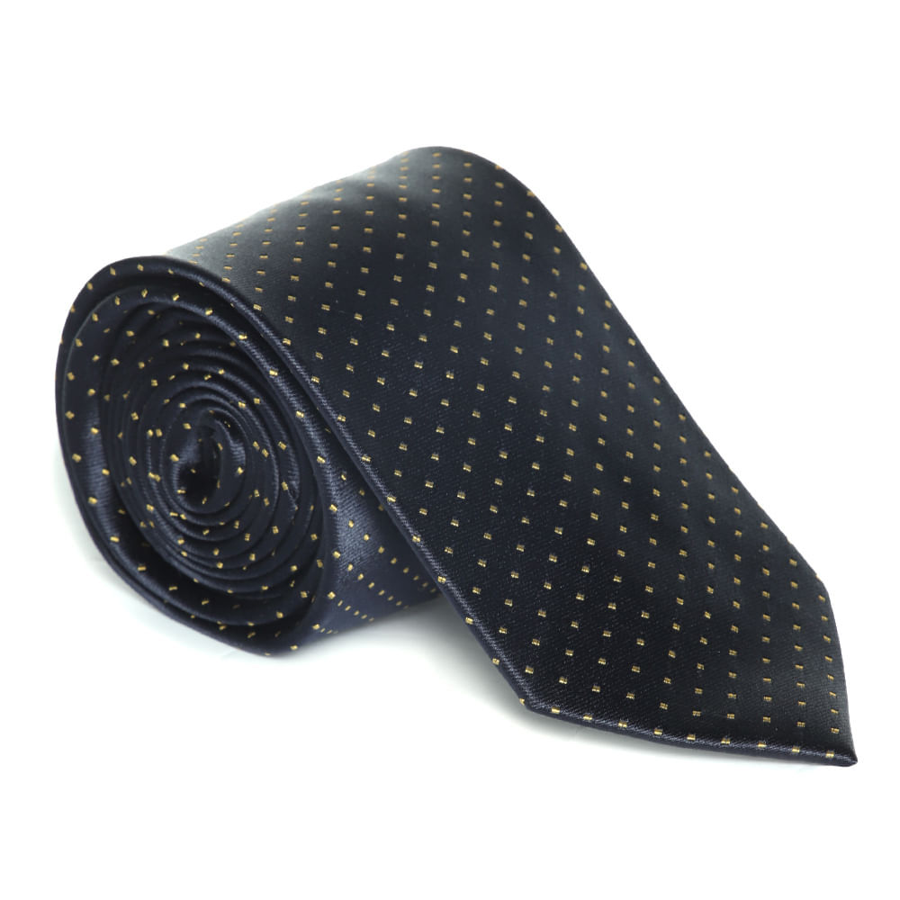 Corbata regular fit negro/dorado mini print para hombre - Siman El Salvador