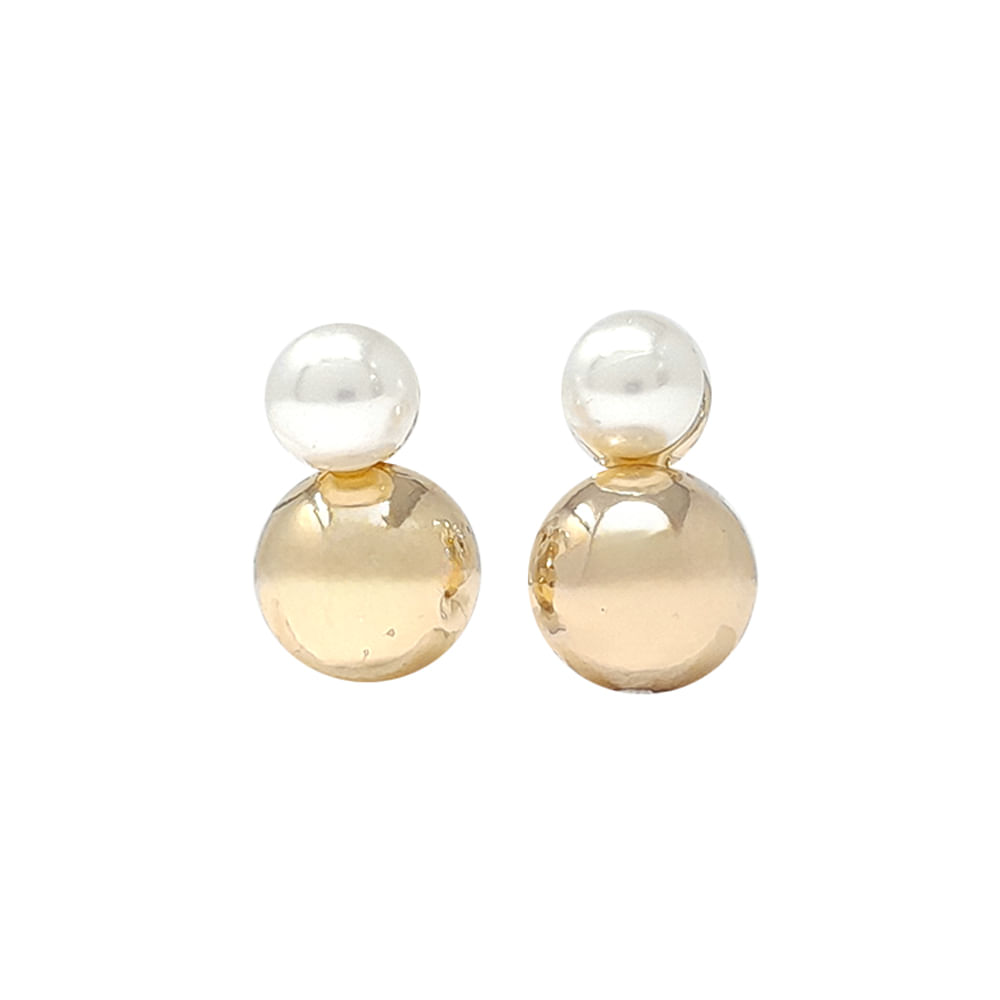Aretes cortos con perlas para dama