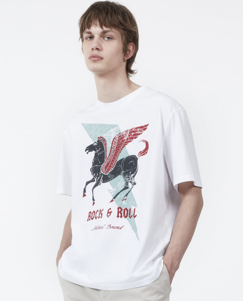 Camiseta blanca estampada mitología griega para hombre