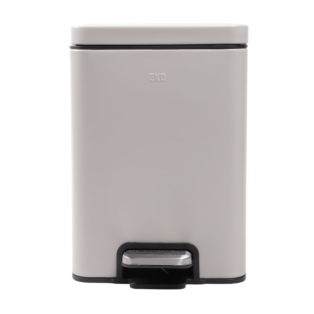 Basurero gris mate rectangular de acero inoxidable 6 litros