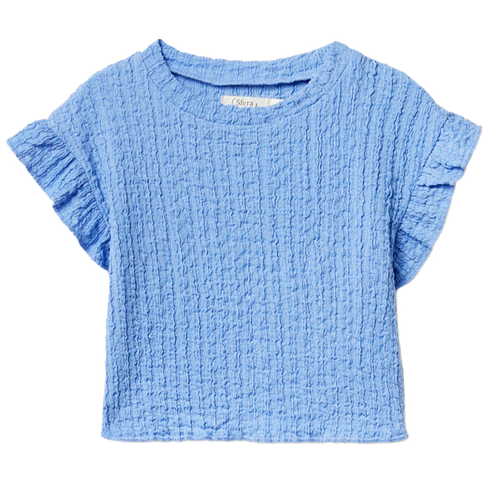Blusa efecto arrugado azul lavender de niña - Siman El Salvador